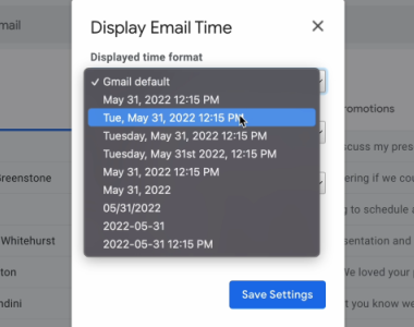Display Email Time